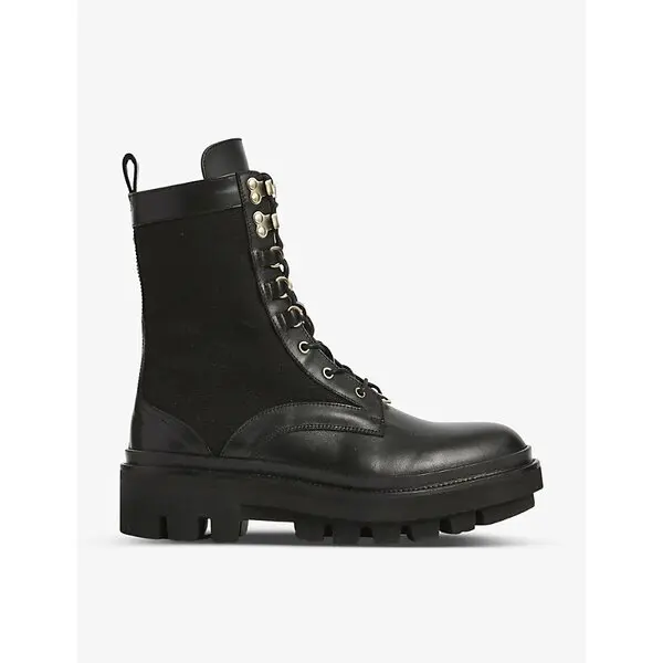 ALLSAINTS Beth Lace-up Leather And Canvas Combat Boots