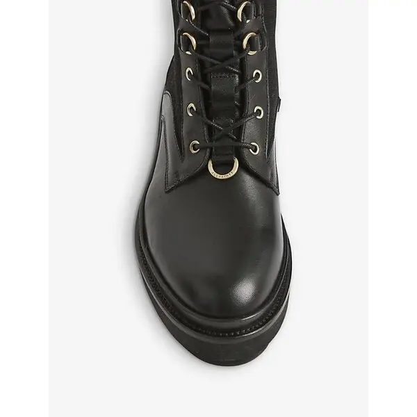 ALLSAINTS Beth Lace-up Leather And Canvas Combat Boots