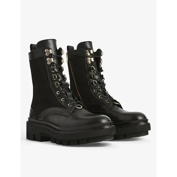 ALLSAINTS Beth Lace-up Leather And Canvas Combat Boots