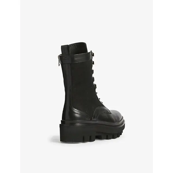 ALLSAINTS Beth Lace-up Leather And Canvas Combat Boots