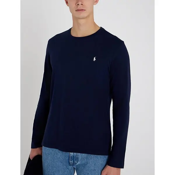 Polo Ralph Lauren Crewneck Long-sleeved Cotton-jersey T-shirt Xxl - Cruise Navy