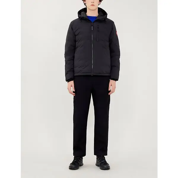 Canada Goose Lodge Logo-patch Shell-down Hooded Puffer Jacket - Black
