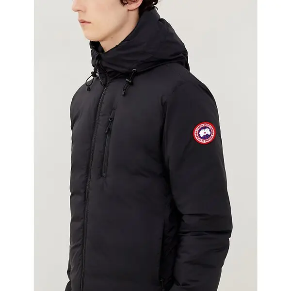 Canada Goose Lodge Logo-patch Shell-down Hooded Puffer Jacket - Black