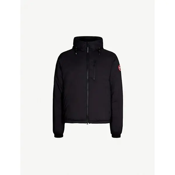 Canada Goose Lodge Logo-patch Shell-down Hooded Puffer Jacket - Black