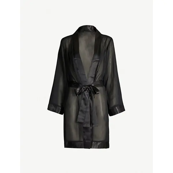 Bluebella Satin-trim Chiffon Kimono - Black
