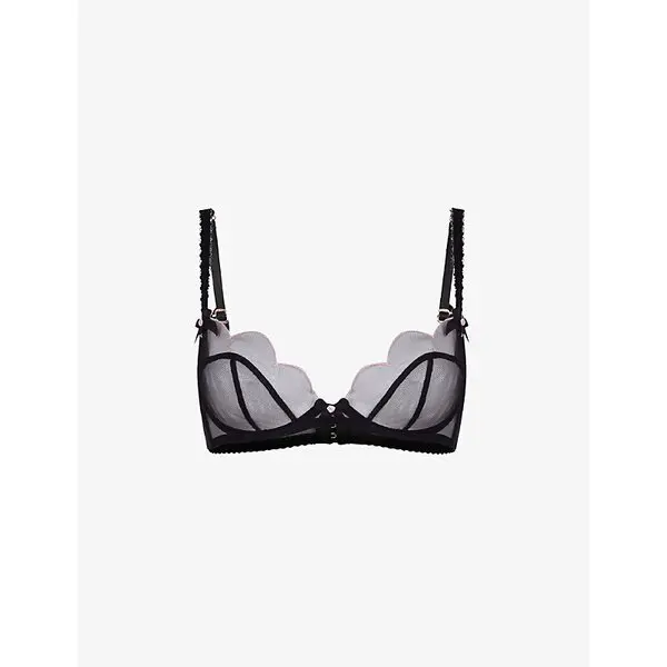 Agent Provocateur Lorna Scalloped Mesh Underwired Bra - Black/pink