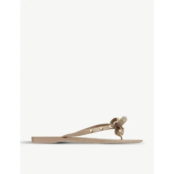 Valentino Garavani Rockstud-embellished Flip-flops - Nude