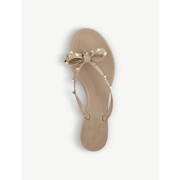 Valentino Garavani Rockstud-embellished Flip-flops - Nude