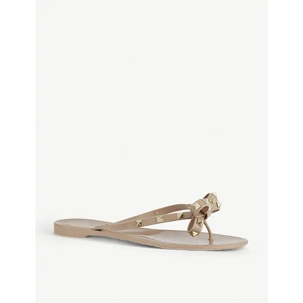 Valentino Garavani Rockstud-embellished Flip-flops - Nude