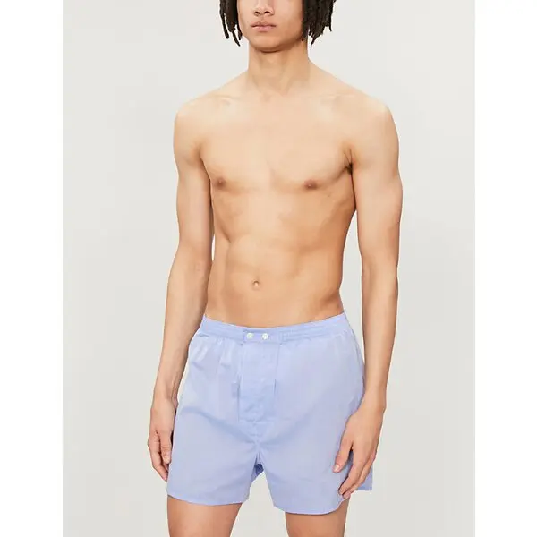 Derek Rose Amalfi Batiste Relaxed-fit Cotton Woven Boxer Shorts - Blue