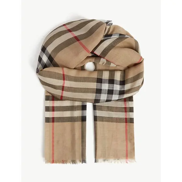Burberry Giant Checked Wool-silk Scarf - Archive Beige
