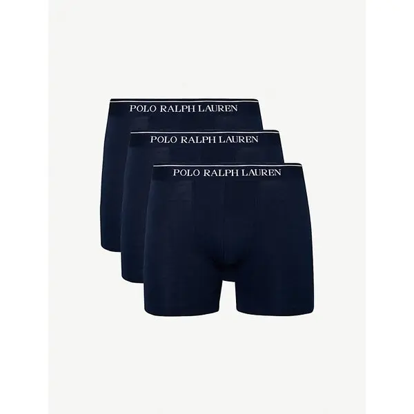 Polo Ralph Lauren Pack Of Three Slim-fit Stretch-cotton Boxer Briefs - Navy