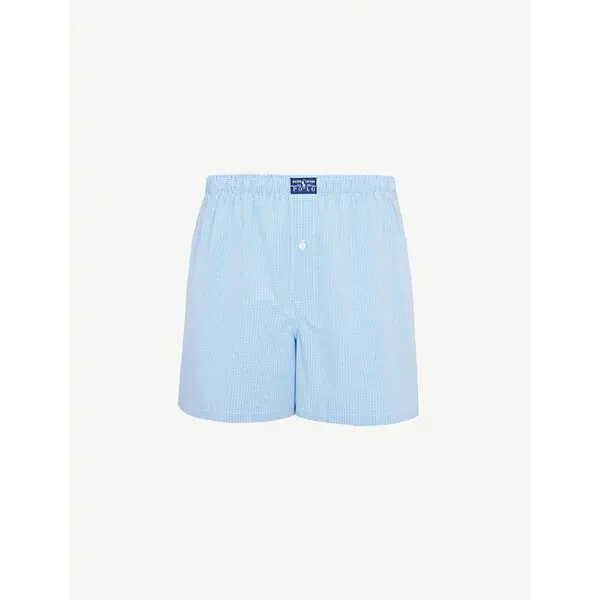 Polo Ralph Lauren Gingham Relaxed-fit Cotton Boxers - Light Blue