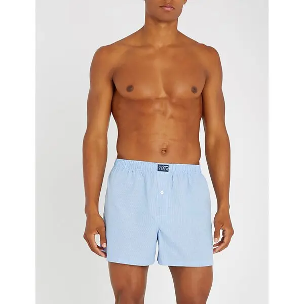 Polo Ralph Lauren Gingham Relaxed-fit Cotton Boxers - Light Blue