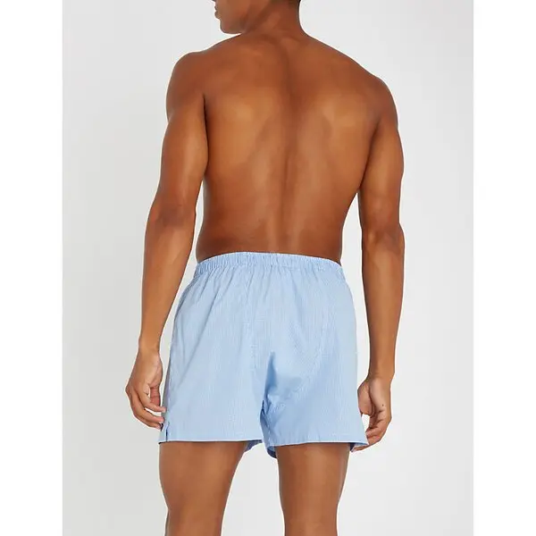 Polo Ralph Lauren Gingham Relaxed-fit Cotton Boxers - Light Blue
