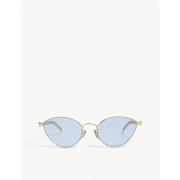 Gucci Cat Eye Sunglasses in light blue and Gold Gucci GG Corner Cat Eye Sunglasses in Shiny Solid Light Blue  main image 3
