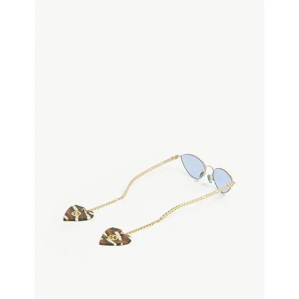 GUCCI GG0977S Metal Chain Cat Eye Sunglasses, Gold gucci-womens-gold-gg0977s-  main image 3