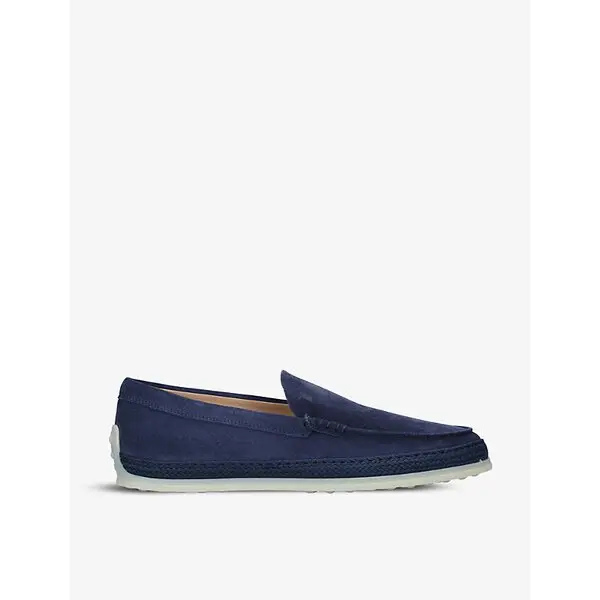 TOD'S Suede Loafers With Raffia Midsole