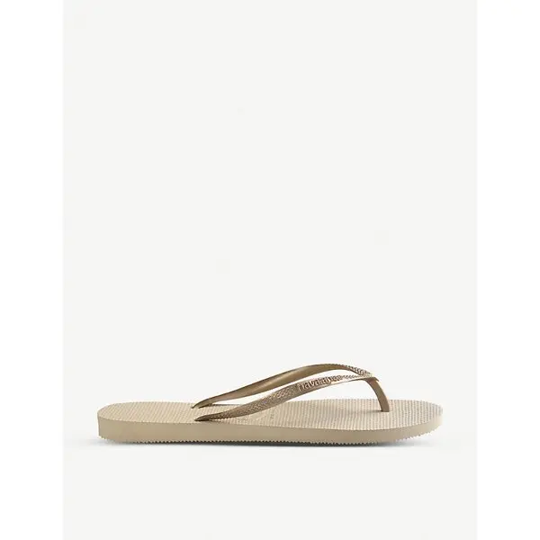 Havaianas Logo-embellished Rubber Flip-flops - Slim Sand Grey
