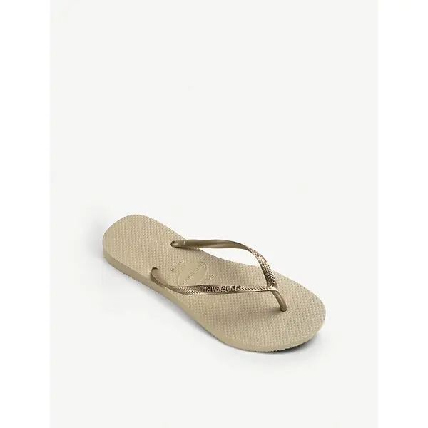 Havaianas Logo-embellished Rubber Flip-flops - Slim Sand Grey
