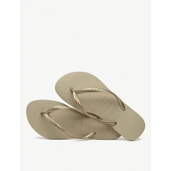 Havaianas Logo-embellished Rubber Flip-flops - Slim Sand Grey