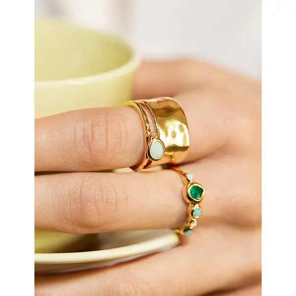 Monica Vinader Mv Siren™ Bezel Multi Gemstone 18ct Gold-plated Sterling Silver Ring - Yellow Gold
