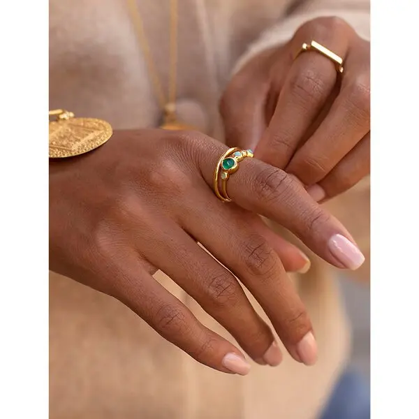 Monica Vinader Mv Siren™ Bezel Multi Gemstone 18ct Gold-plated Sterling Silver Ring - Yellow Gold