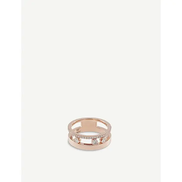 Messika Move Romane 18ct Rose Gold And Diamond Ring - Pink