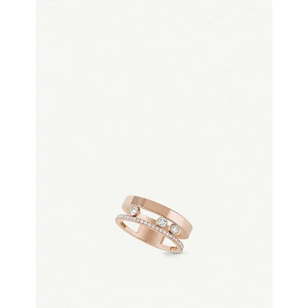 Messika Move Romane 18ct Rose Gold And Diamond Ring - Pink