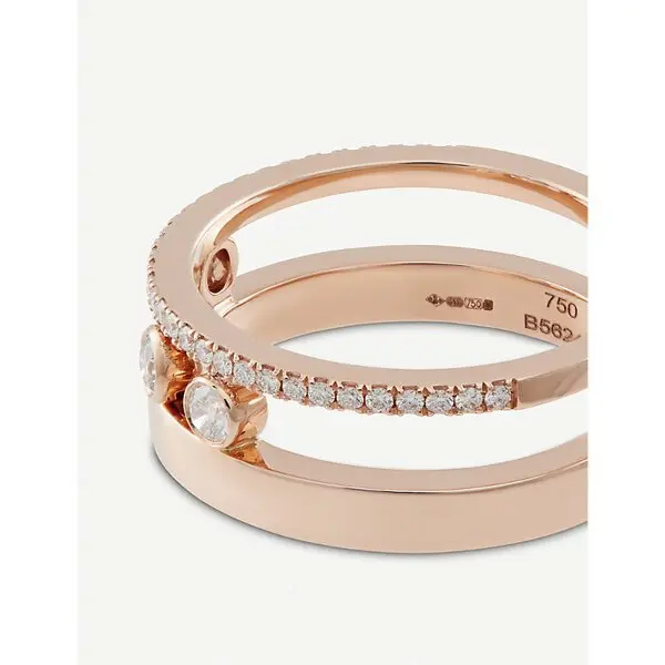 Messika Move Romane 18ct Rose Gold And Diamond Ring - Pink