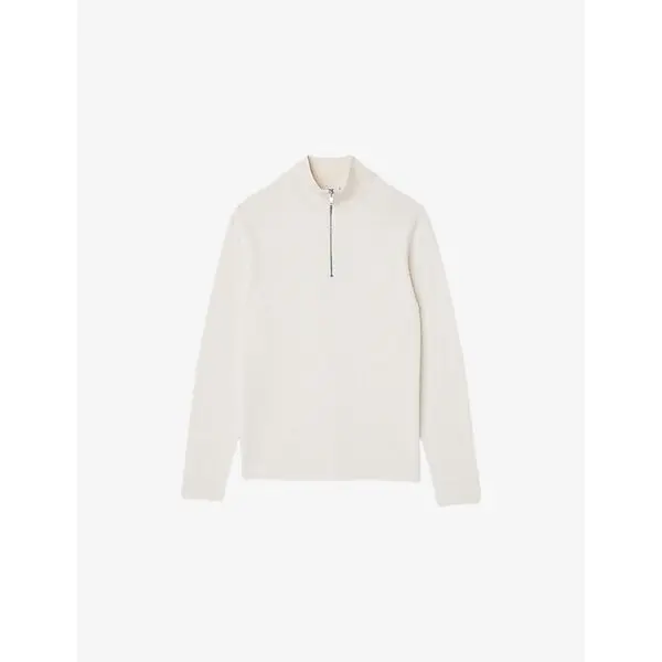 Sandro Half-zip Wool Jumper - Off White