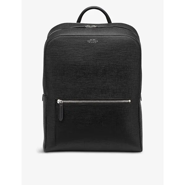 Smythson Panama Zip-around Leather Backpack - Black