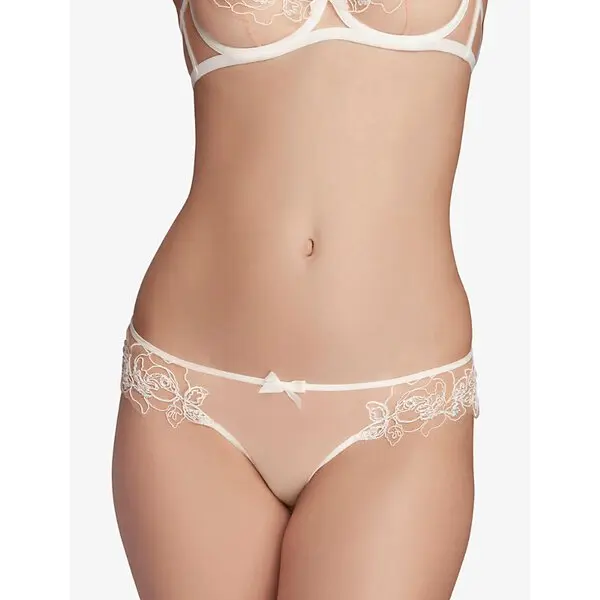 Agent Provocateur Lindie Embroidered Floral Mesh Briefs