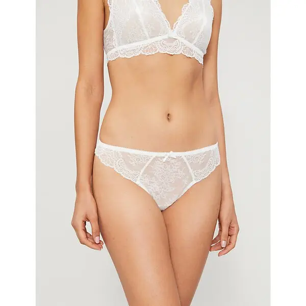 AUBADE Danse Des Sens Low-rise Strech-lace Embroidered Thong - Opale