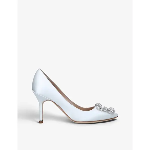 Manolo Blahnik Hangisi 70 Crystal-embellished Satin Courts