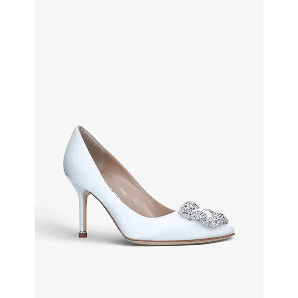Manolo Blahnik Hangisi 70 Crystal-embellished Satin Courts