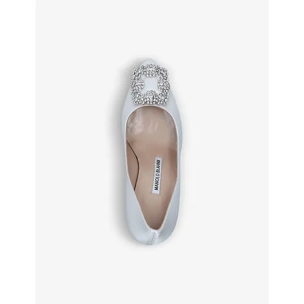 Manolo Blahnik Hangisi 70 Crystal-embellished Satin Courts