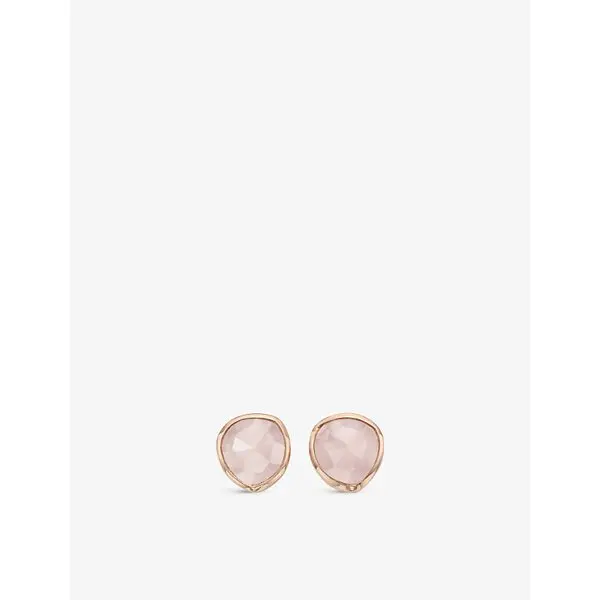 Monica Vinader Siren Rose Quartz Stud Earrings - Gold