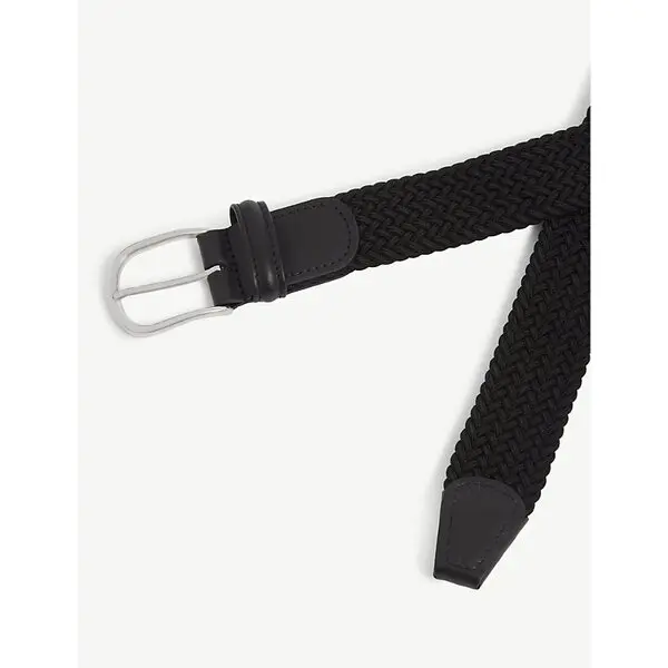 Anderson's Woven Elastic And Leather Belt - Black