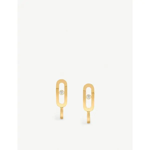 Messika Move Uno Diamond And 18ct Stud Earrings - Yellow Gold