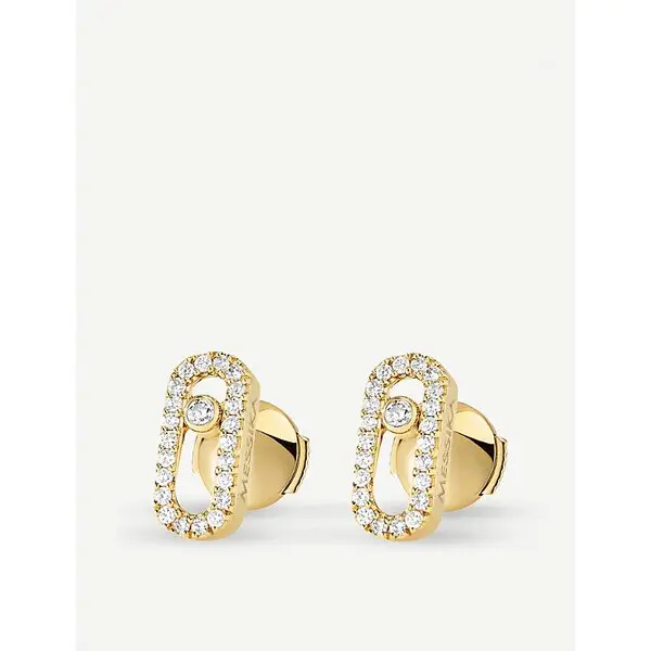 Messika Move Uno 18ct Gold And Diamond Stud Earrings - Yellow