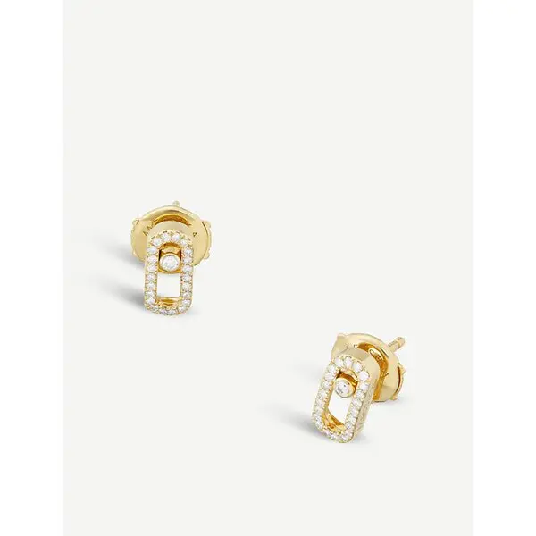 Messika Move Uno 18ct Gold And Diamond Stud Earrings - Yellow