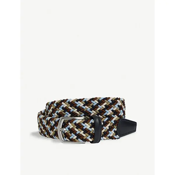 Anderson's Multi-woven Elasticated Belt - Navy/sky/taupe/cream