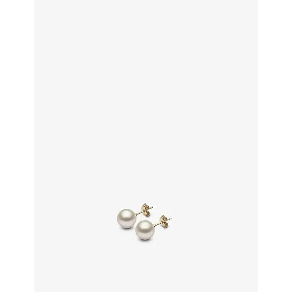 Yoko London Classic Freshwater Pearl Stud Earrings - Yellow Gold