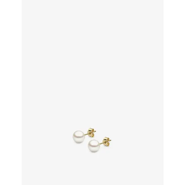 Yoko London 18ct Gold And Akoya Pearl Stud Earrings - Yellow Gold