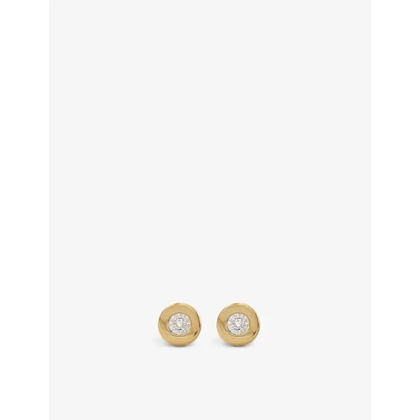 Monica Vinader Linear 18ct Yellow Vermeil And White Diamond Stud Earrings - Gold