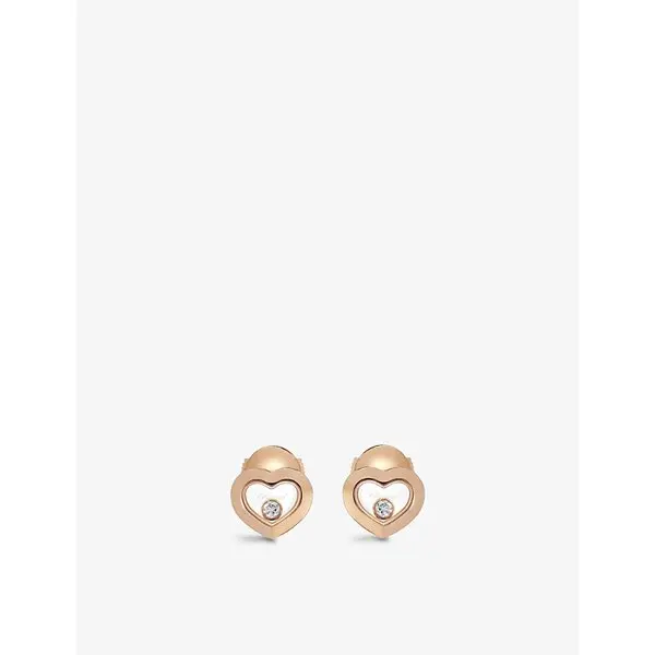 Chopard Happy Diamonds 18ct Rose-gold And 0.10ct Diamond Earrings - Rose Gold