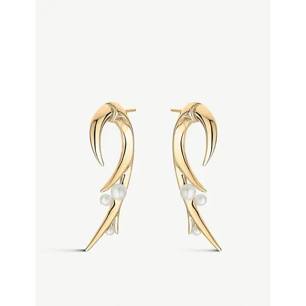 SHAUN LEANE Cherry Blossom Hook Pearl And Yellow -plated Vermeil Earrings - Gold