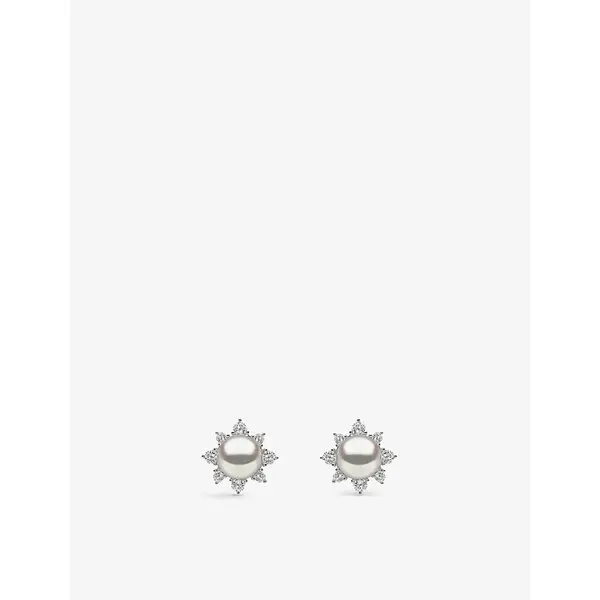Yoko London Trend 18ct White-gold Diamond And Freshwater Pearl Earrings - White Gold