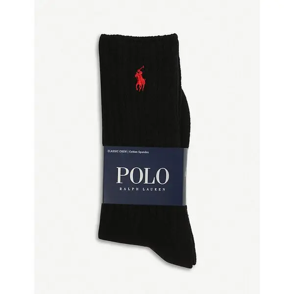 Polo Ralph Lauren Ribbed Cotton-blend Socks - Black